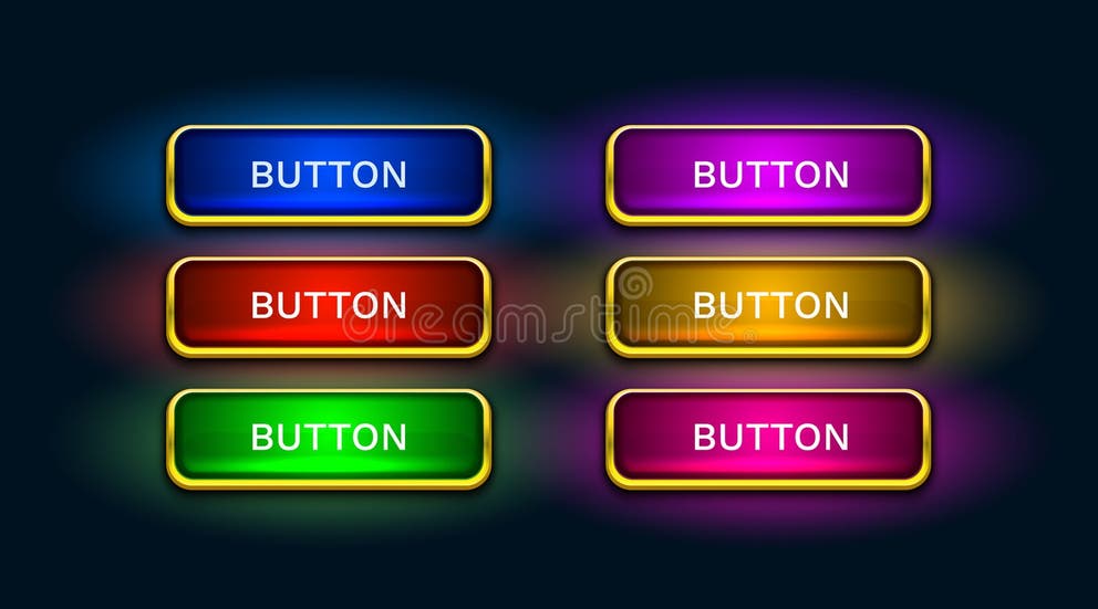 Light Button, Frame Label, Event Web Bar, Buttons with Color. Vector ...