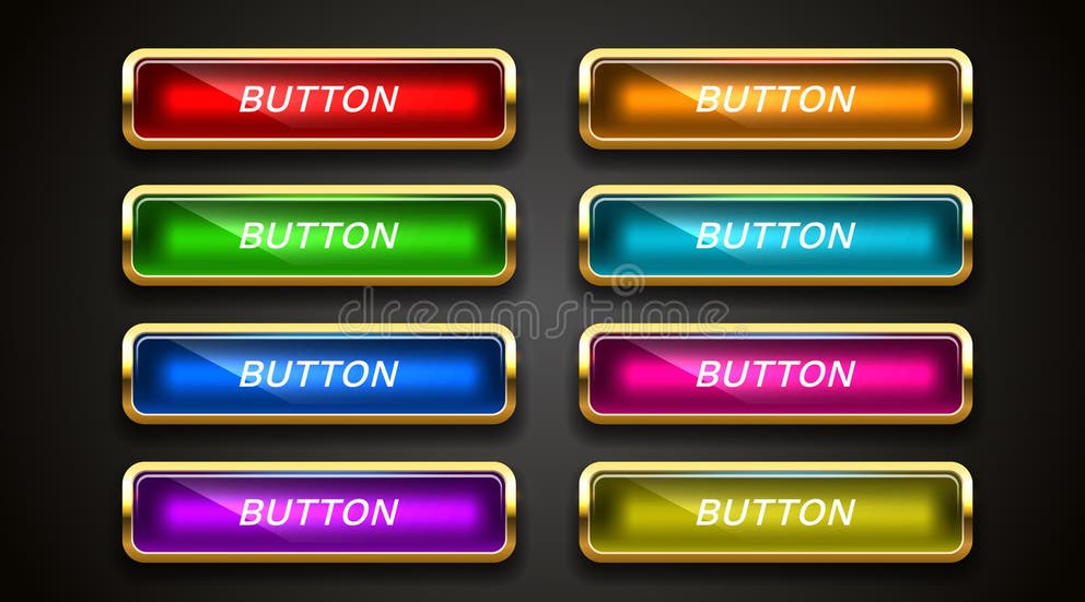 Light Button, Frame Label, Event Web Bar, Buttons with Color. Vector ...