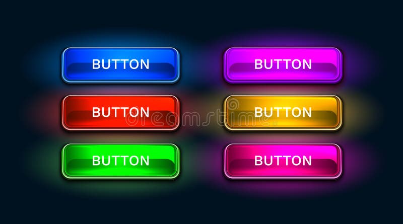 Light Button, Frame Label, Event Web Bar, Buttons with Color. Vector ...