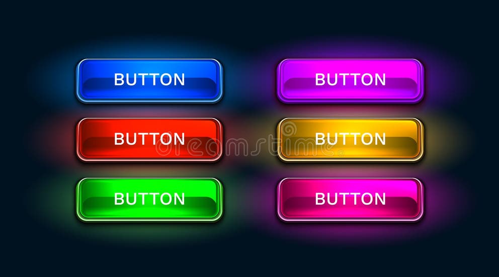 Light Button, Frame Label, Event Web Bar, Buttons with Color. Vector ...