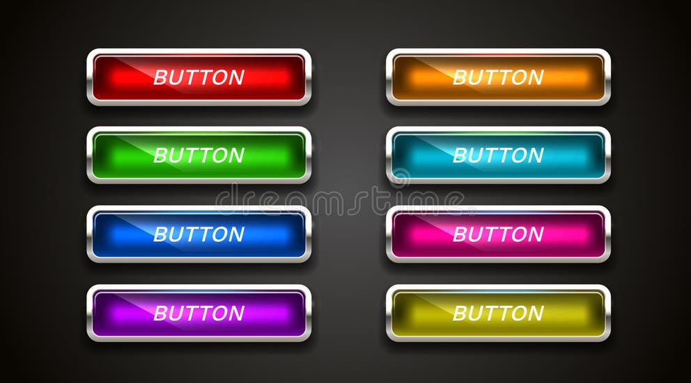 Light Button, Frame Label, Event Web Bar, Buttons with Color. Vector ...