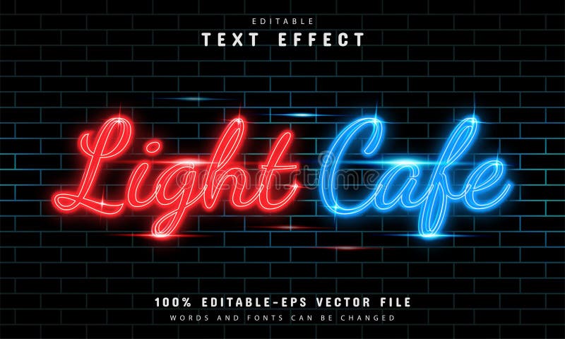 Light Cafe Text Effect Neon Style Stock Vector - Illustration of ...