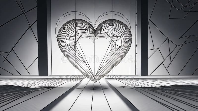 Light Changing Direction on a Wireframe Heart Stock Video - Video of ...