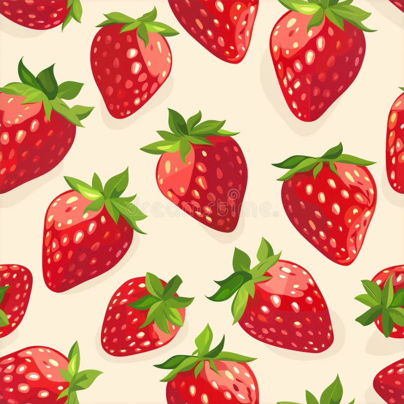Light and Cheerful Strawberry Pattern with a White Background, Ideal ...