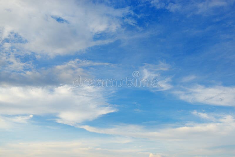 Light Cirrus Clouds in the Blue Sky during Dawn Sunset, Real Pastel ...