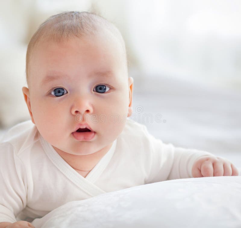Light Close Up Portrait of Adorable Baby Stock Photo - Image of ...