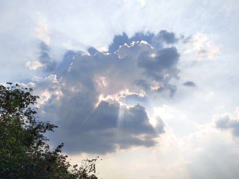 Light through Clouds in the Blue Sky Stock Photo - Image of wind ...