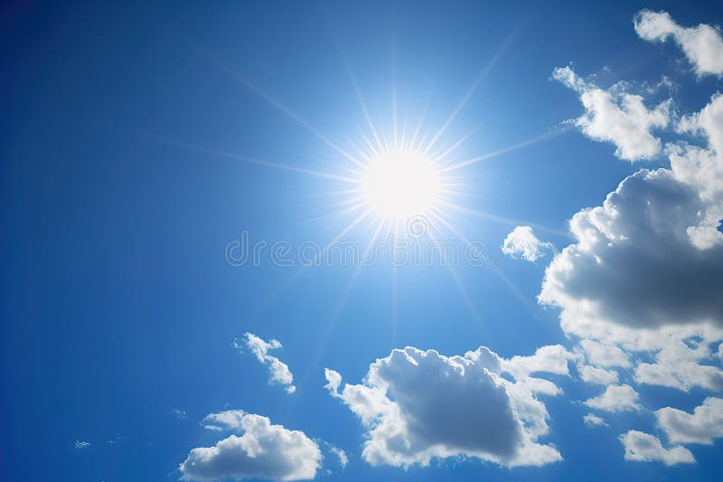 Light Clouds and a Blue Sky with a Shining Sun. Backdrop of a Summer ...