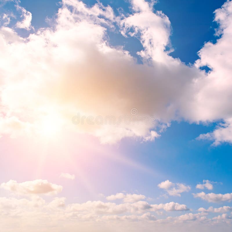 Light Clouds and Bright Sun in Blue Sky Stock Photo - Image of tranquil ...