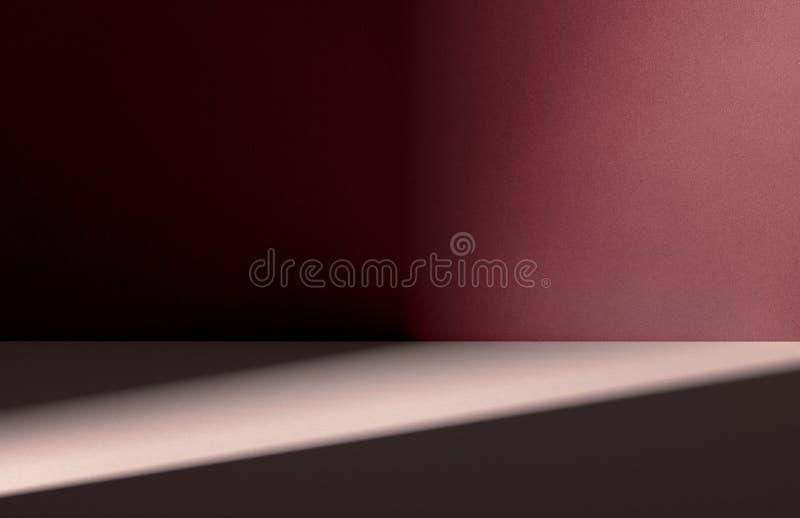 Light Color Base and Red Wall Lit by Spotlight As Place for Displaying ...