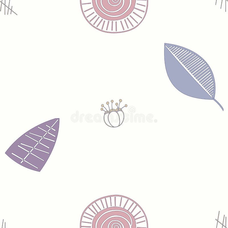 Light Color Botanical Flower and Leaf Shape Pattern Stock Illustration ...
