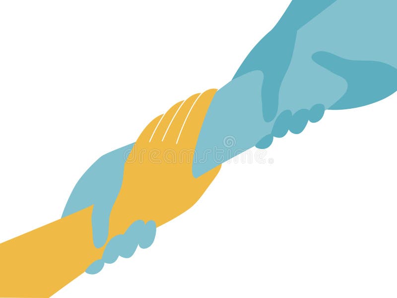 Light Color of Hand Holding in Flat Vector Illustration. Helping and ...