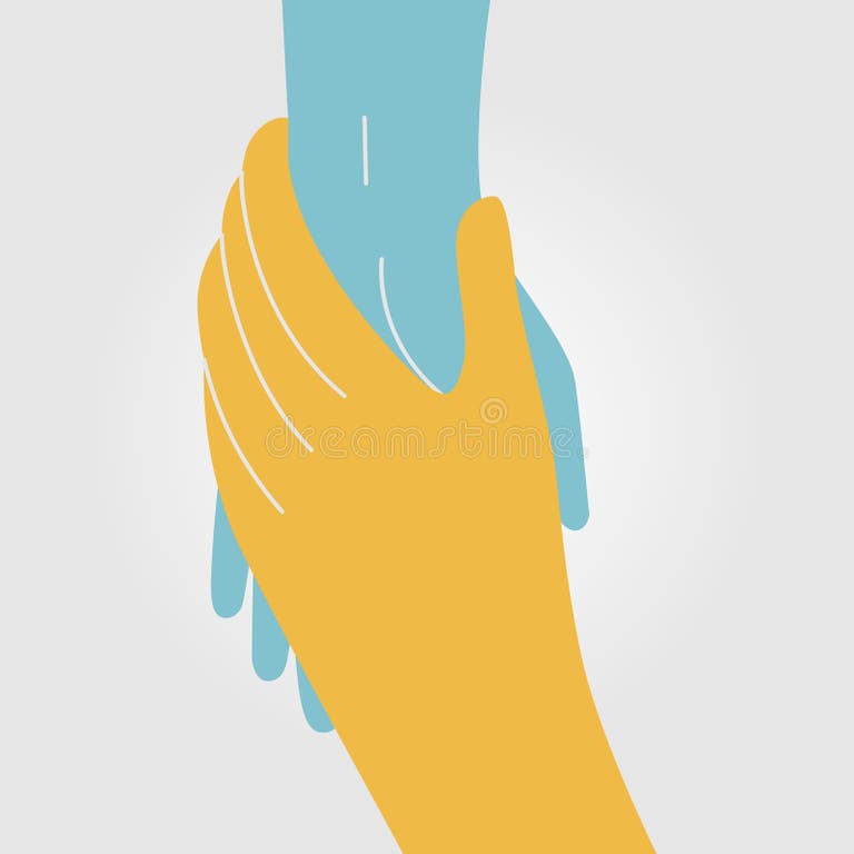 Light Color of Holding Hand in Flat Vector Illustration. Helping and ...