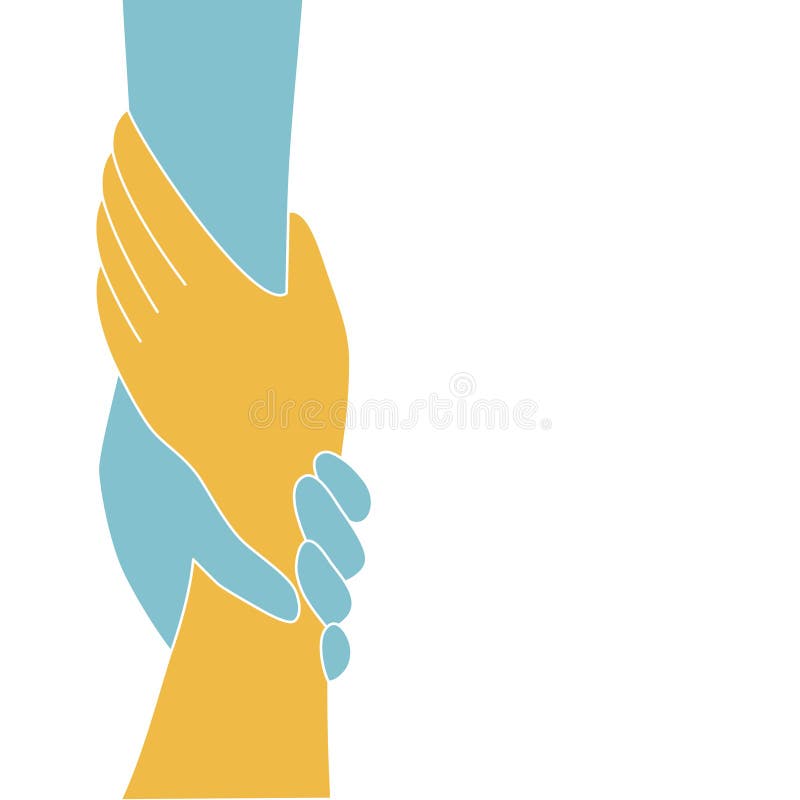 Light Color of Holding Hand in Flat Vector Illustration. Helping and ...