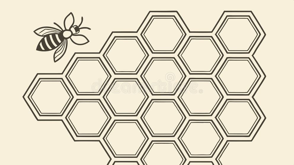 Light Colored Bee on Honeycomb Pattern, Subtle Natural Design Vector Design Generative AI Stock ...