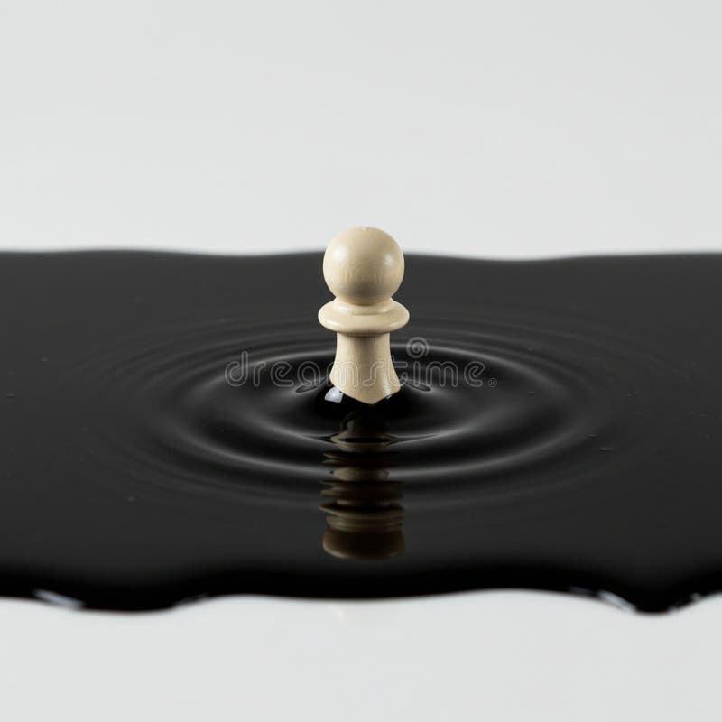 A Light-colored Chess Pawn Stands on a Surface of Dark Liquid, Creating ...