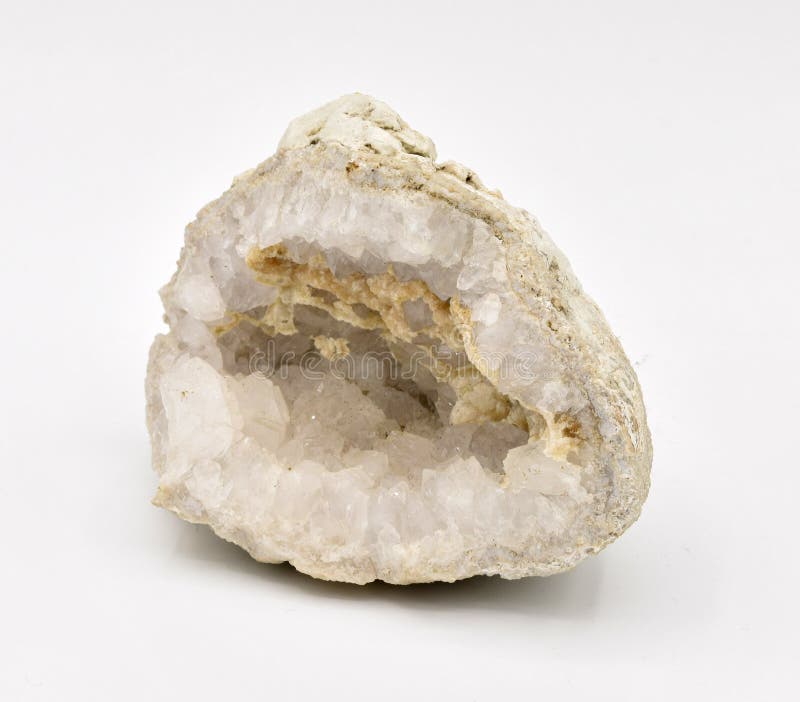Light Colored Broken Geode with White Crystals Stock Photo - Image of ...
