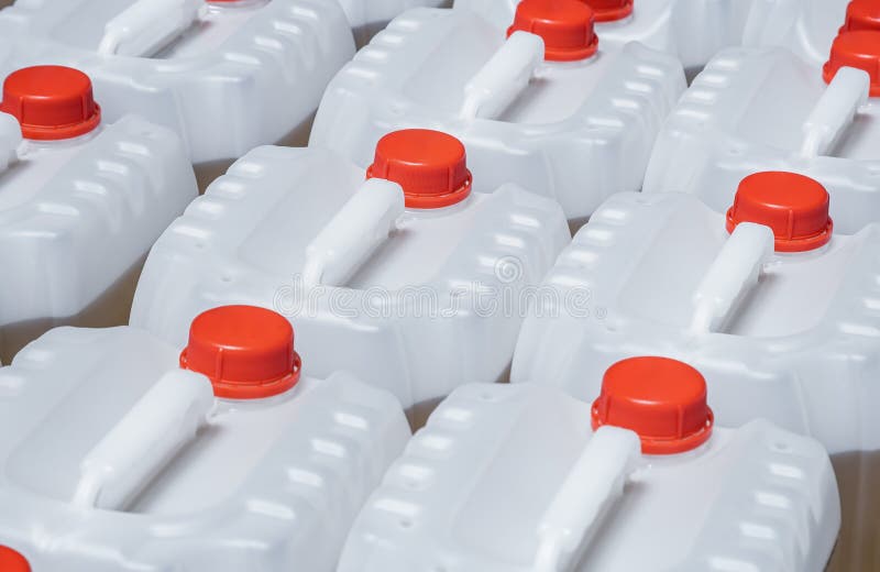 Light-colored Plastic Cans in Stock, Production, Factory Stock Photo ...
