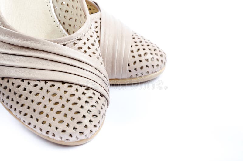 Pair of Light-colored Shoes on a White Background Stock Image - Image ...