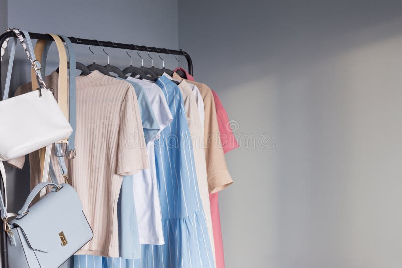 Light Colored Womens Summer Clothes on Hanger Stock Photo - Image of ...