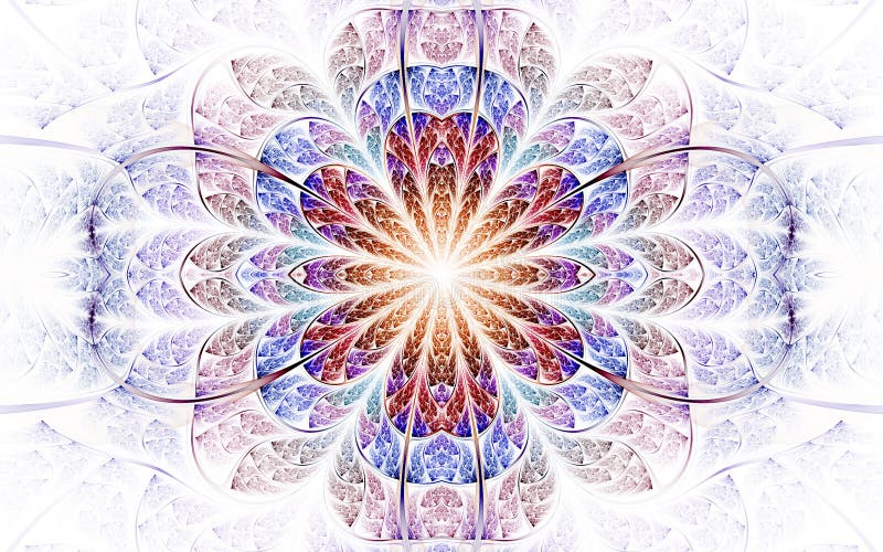 Light and Colorful Fractal Flower Stock Illustration - Illustration of ...