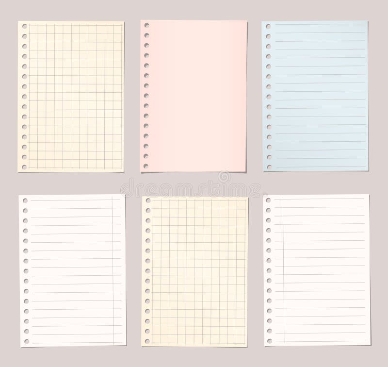 Light Colorful Lined and Squared Notebook Paper are Stuck on Brown ...