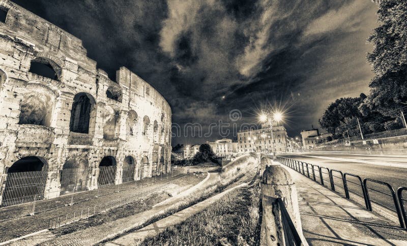 Light of Colosseum at Night, Rome Stock Image - Image of building ...