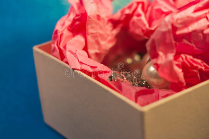 Light-coloured Box with Pink Present Paper Stock Photo - Image of round ...