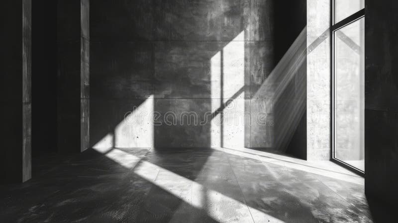 A Light Comes through a Window in an Empty Interior. this is a Copy ...