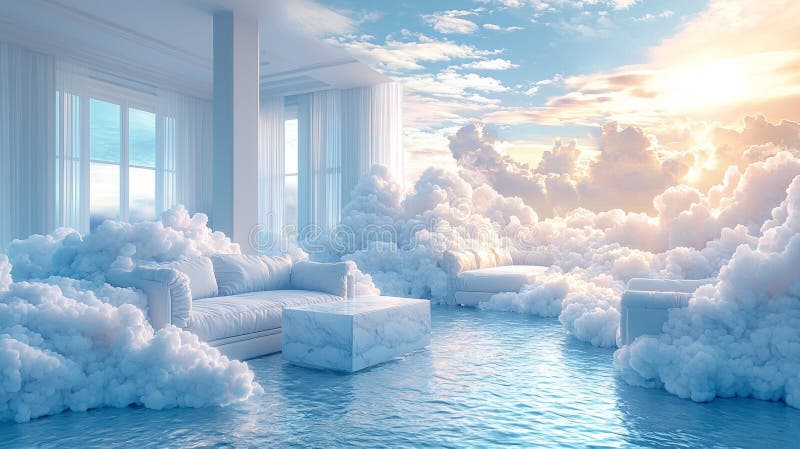 Light and Comfort Define Unique Living Room Designed from Clouds. Sofas ...