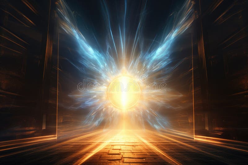 A Light Coming Out of a Door Stock Illustration - Illustration of ...