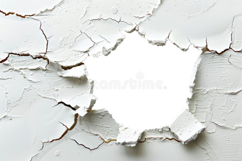 Light Cracked Wall with White Hole in Center Stock Photo - Image of ...