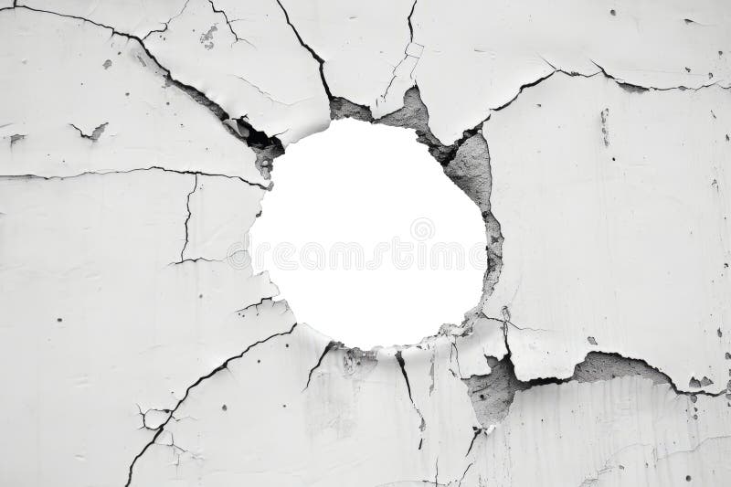 Light Cracked Wall with White Hole in Center Stock Image - Image of ...