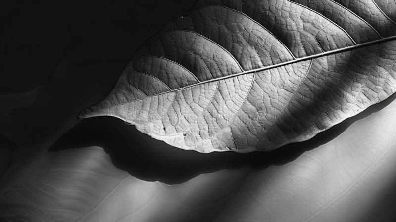 The Light Creates Shadow and Depth on a Leafs Textured Surface Giving ...
