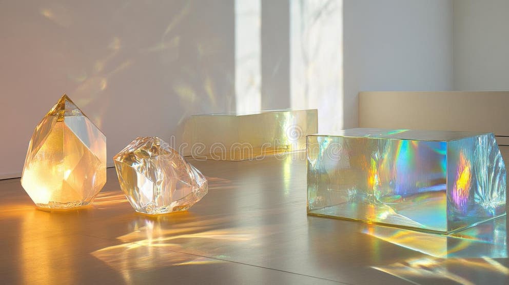 Light & Crystal Sculptures: Prismatic Reflections Stock Illustration ...