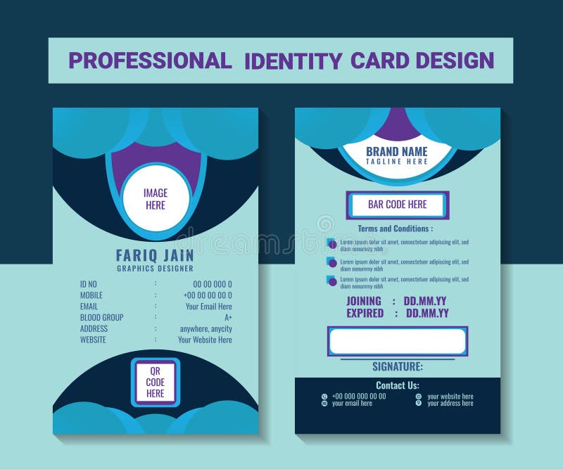 Light and Dark Blue Color Id Card Design Stock Illustration ...