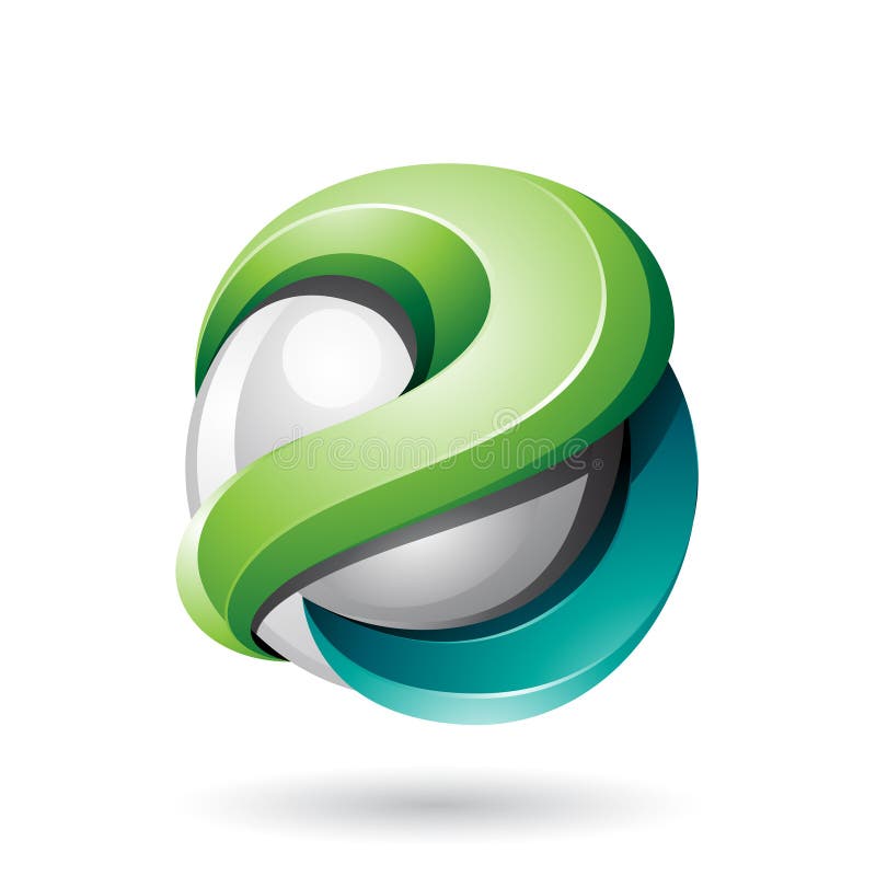 Light and Dark Green Bold Metallic Glossy 3d Sphere Isolated on a White ...