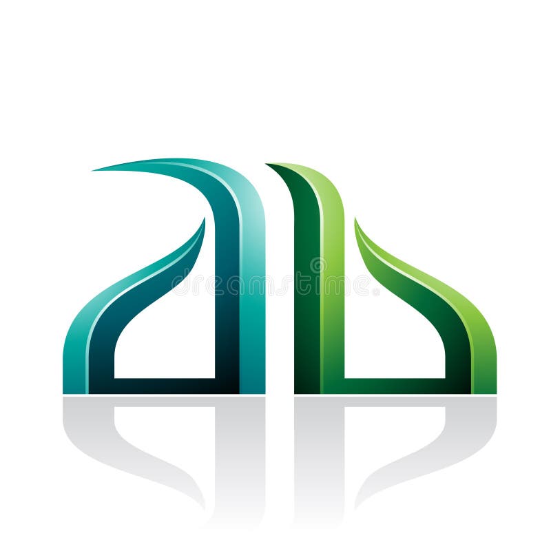 Light and Dark Green Bow-like Embossed Letters of a and B Isolated on a ...