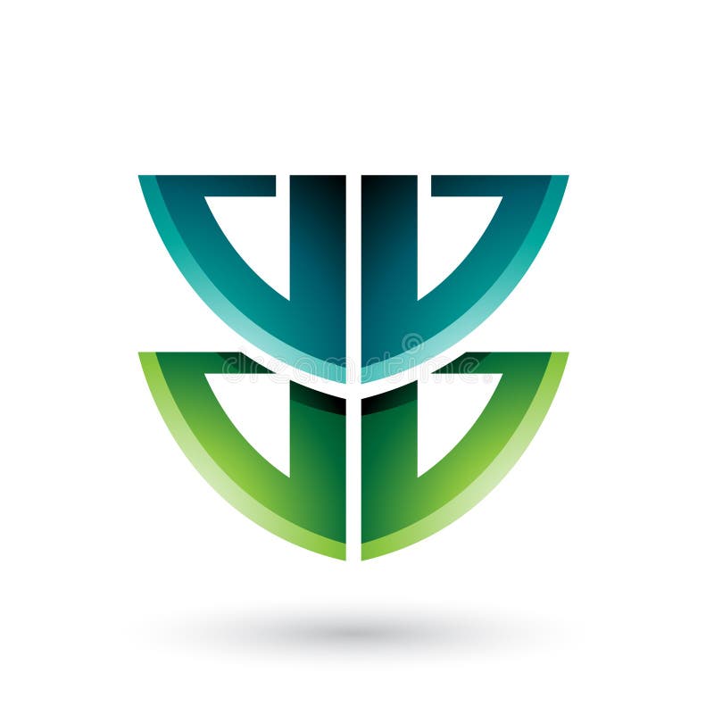 Light and Dark Green Shield Like Shape of Letters a and B Isolated on a ...