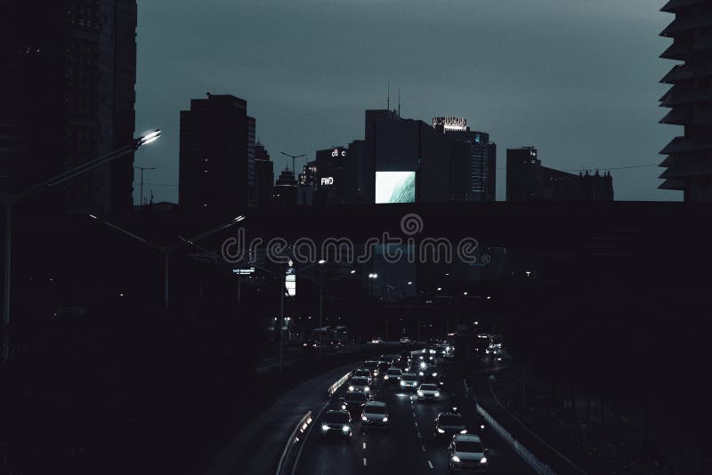 Light in the Dark Night City Stock Image - Image of darkness, night ...