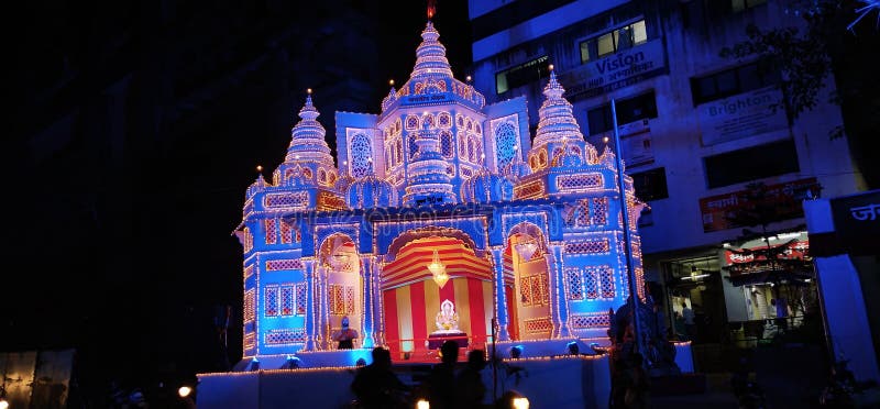 Light Decorations of Temple Editorial Stock Image - Image of evening ...