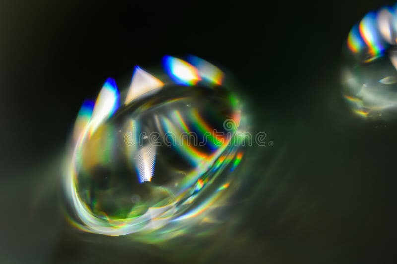 Light Diffraction Showing Rainbows on Water Drops Stock Photo - Image ...