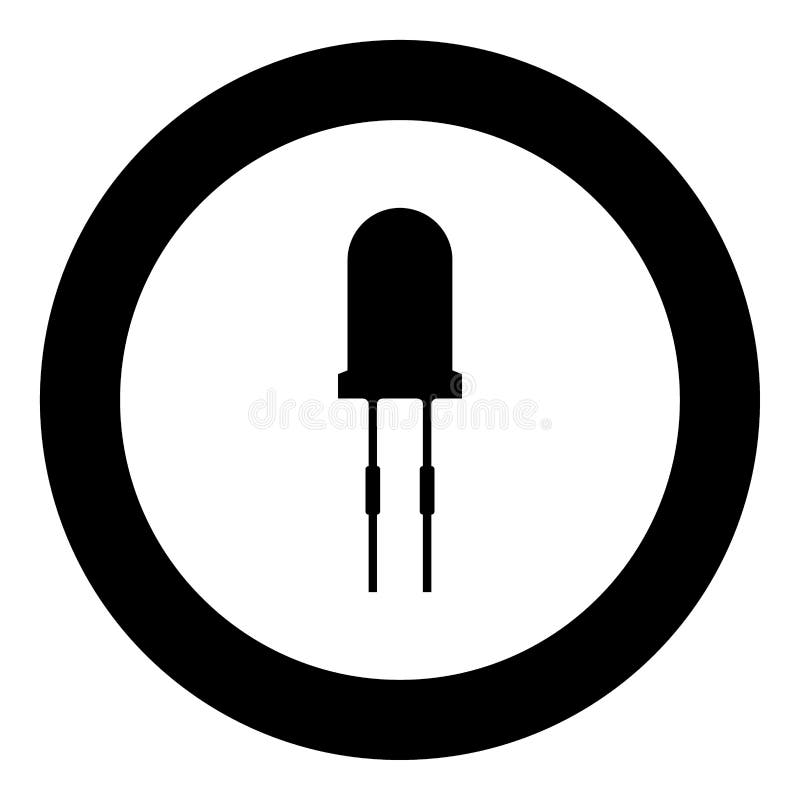 Light Diode Black Icon in Circle Stock Vector - Illustration of black ...