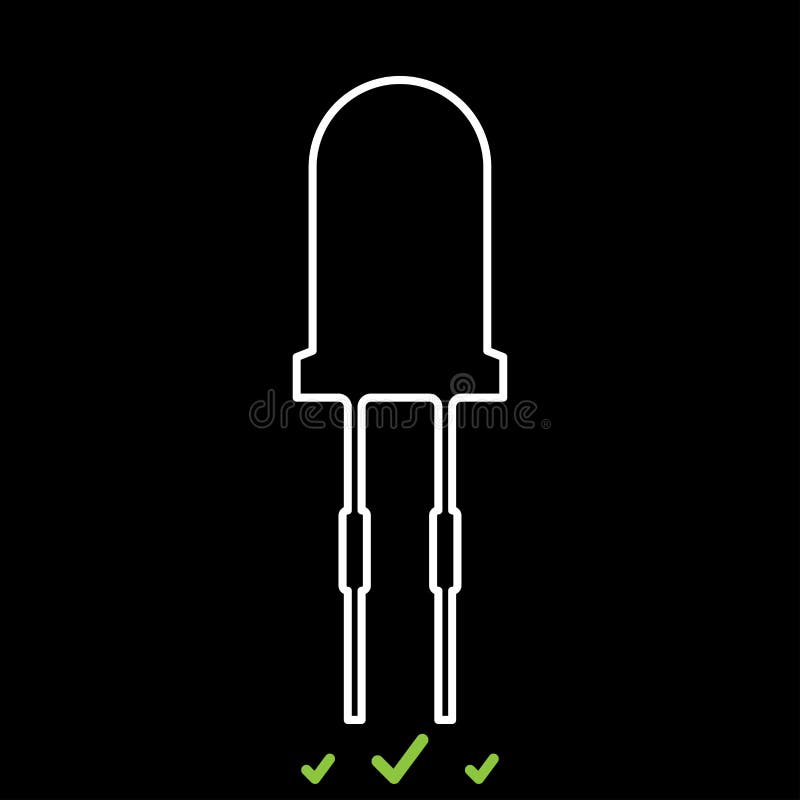 Light Diode Icon Black and White Color Set Stock Vector - Illustration ...
