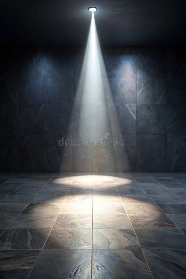 Light on Dirt Gray Marble Floor in Dark Room for Abstract Background ...