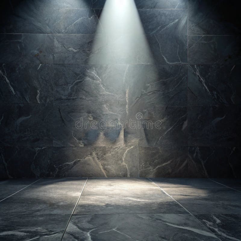 Light on Dirt Gray Marble Floor in Dark Room for Abstract Background ...