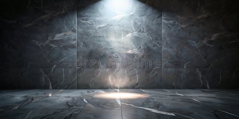 Light on Dirt Gray Marble Floor in Dark Room for Abstract Background ...