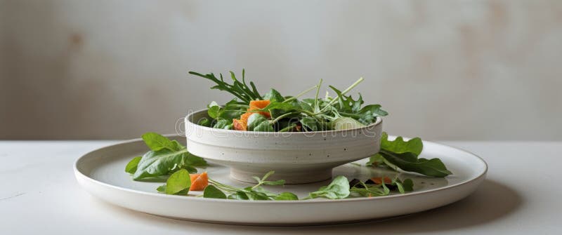Light Dish on Plate with Greens and Vegetables. Stock Image - Image of ...