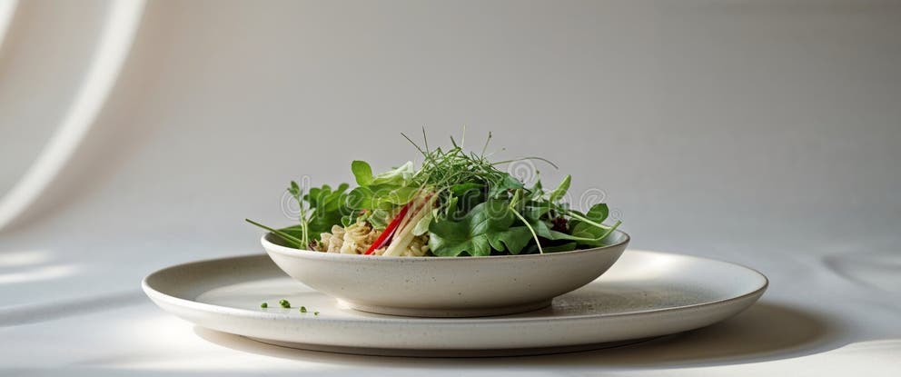 Light Dish on Plate with Greens and Vegetables Stock Image - Image of ...