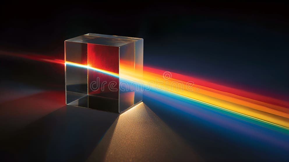 Light Dispersion through Glass Cube Creating Rainbow Spectrum, Physics ...